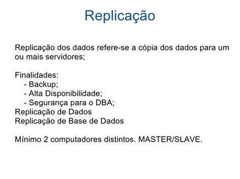 Cluster E Replicação Em Banco De Dados