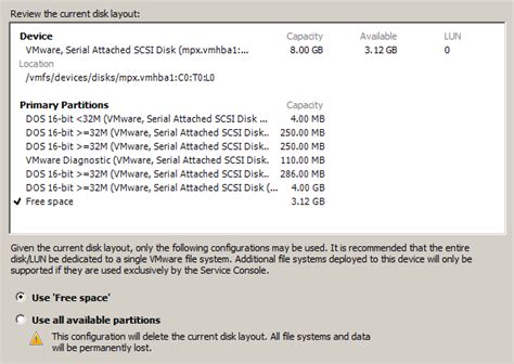 create vmfs datastores on free space partitions lucd notes