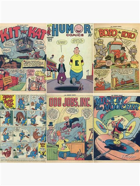 Classical Vintage Funny Comics Set 2 Sticker By Krispsm Redbubble