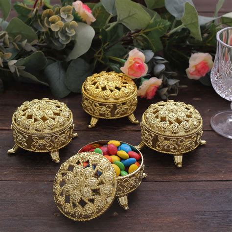 Mini Vintage Round Candy Containers Gold 2 5 Efavormart