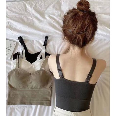 Korean Style Rib Knit Sando Crop Top Smocked Back Padded N Shopee Philippines