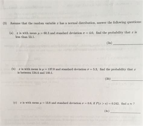 Solved Assume That The Random Variable X Has A Normal