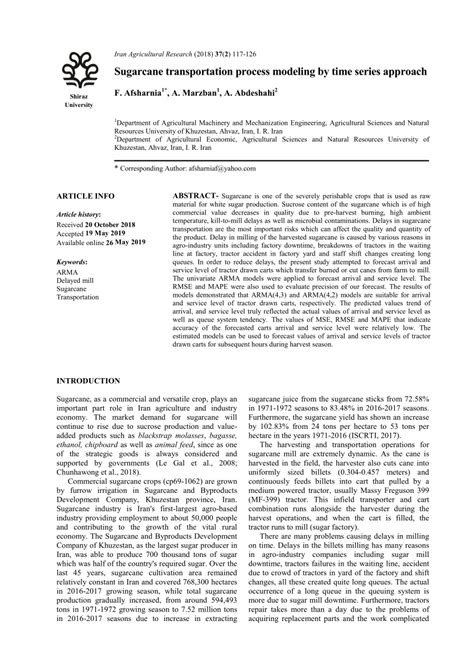 Pdf Sugarcane Transportation Process Modeling By Time Series Approach