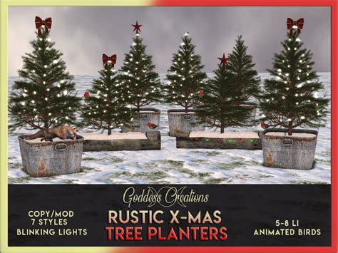 Second Life Marketplace O Gc Rustic X Mas Tree Planters