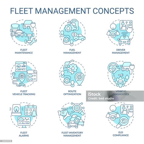 Fleet Management Soft Blue Concept Icons Stock Illustration Download Image Now Abstract