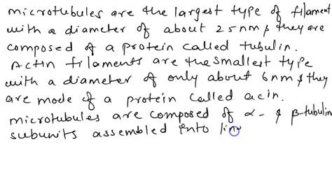 Solved The Cytoskeleton Consists Of Various Filaments Describe These Filaments Their