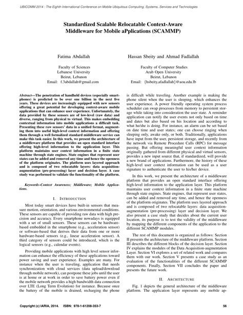 Pdf Standardized Scalable Relocatable Context Aware Middleware For Mobile Applications Scammp