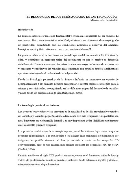 El Desarrollo De Los Bebés Acunado En Las Tecnologías Marianela
