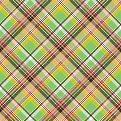 Fabric Texture Plaid Green Madras Seamless Pattern Stock Vector