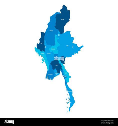 Myanmar Political Map Of Administrative Divisions States Regions And