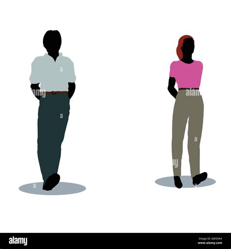 10 EPS Vektor Illustration Von Mann Und Frau Silhouette In
