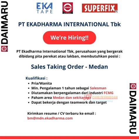 Loker Di PT Ekadharma International Tbk Medan Juli 2024
