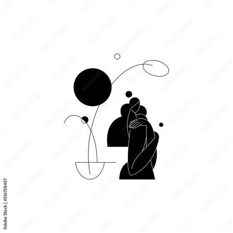 Female Body Silhouette Vector Illustration Contemporary Nude Woman