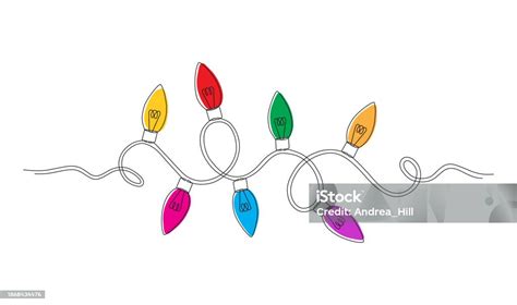 Lampu Kelapkelip Natal Gambar Garis Berkelanjutan Dengan Stroke Yang Dapat Diedit Ilustrasi Stok