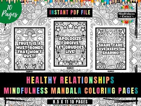Healthy Relationships Door Decorations Saying Word Wall Coloring