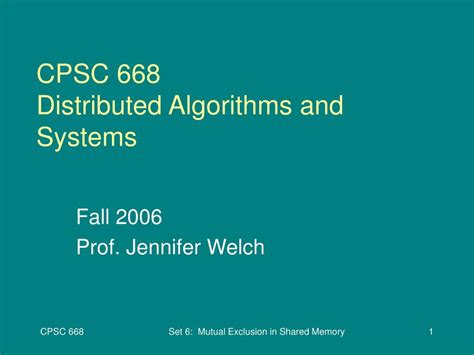 PPT CPSC Distributed Algorithms And Systems PowerPoint Presentation ID