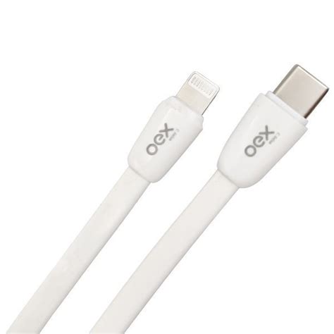 Cabo Usb C X Lightning Flat Duo 1m 20w Branco Oex Ce209 Madeiramadeira