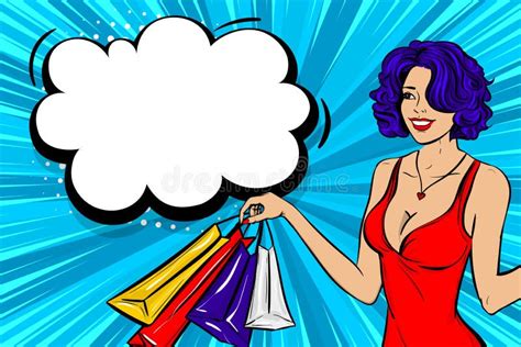 Pop Art Woman Retro Girl Happy Face Stock Vector Illustration Of
