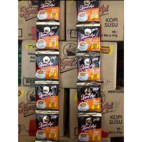 Jual Kopi Kapal Api Susu 1 Renceng 10 Sachet Free 2 Sachet Shopee