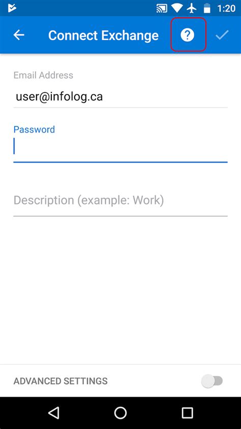 Android Exchange Setup Screenshots