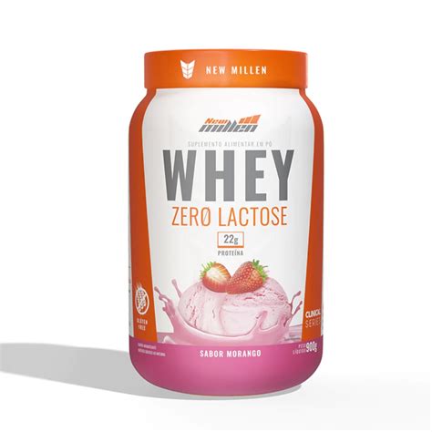 Whey Zero Lactose Pote 900g Morango New Millen Fit House