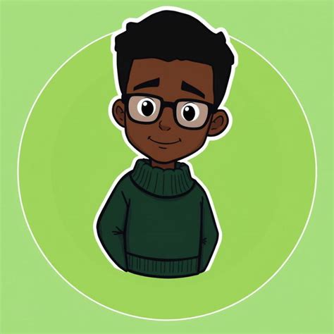 Vibrant Cartoon Logo Young Black Man