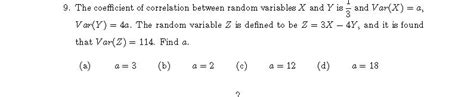 Solved The Coefficient Of Correlation Between Random Chegg