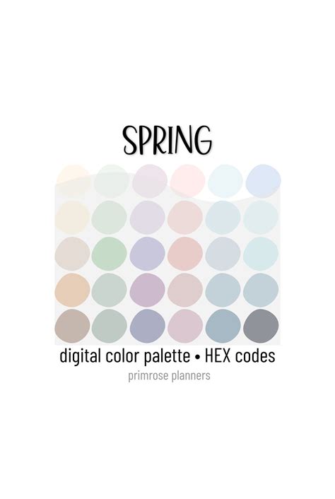 Spring Digital Color Palette Color Chart Goodnotes Tool Ipad Procreate Digital Download