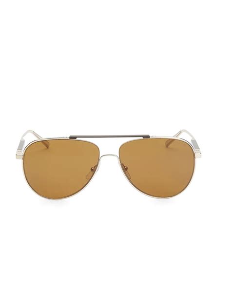 Ferragamo Mens Classic 60mm Aviator Sunglasses In Shiny Gold Whats