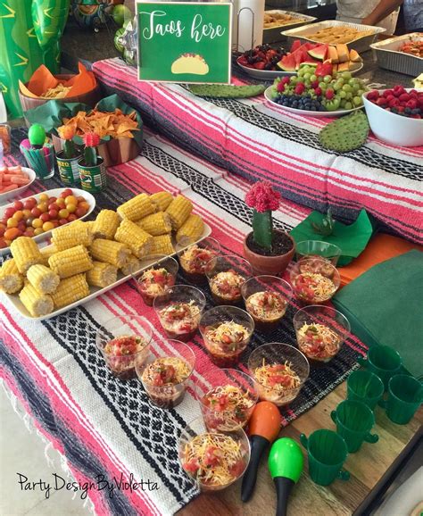Mexican Inspired Theme Party Food Table Mexican Food Tacos Salsa