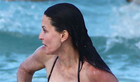 Courtney Cox Nipple Slip In St Barts While Frolicking In The Caribbean