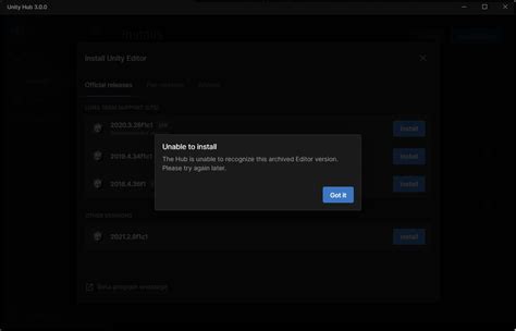 Unity Hub 300 Can Not Recognize Archived Editor Version Unity Engine Unity Discussions
