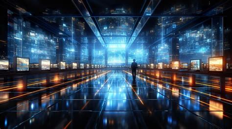 Premium Ai Image Next Generation Computer Science Environment Pcs And Night Lights