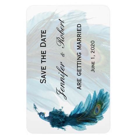 Teal Blue Peacock Plume Wedding Magnet Zazzle