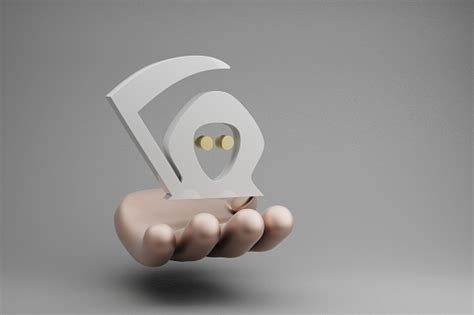 아름다운 추상적 인 삽화 황금 손 홀딩 할로윈 냉혹한 사신 기호 아이콘 회색 배경에 3d 렌더링 그림 디자인의 배경 패턴 할로윈