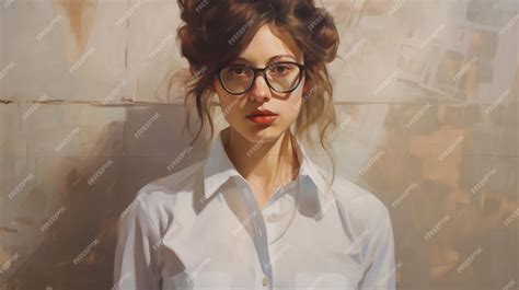 Premium Ai Image A Woman With Glasses And A White Shirt