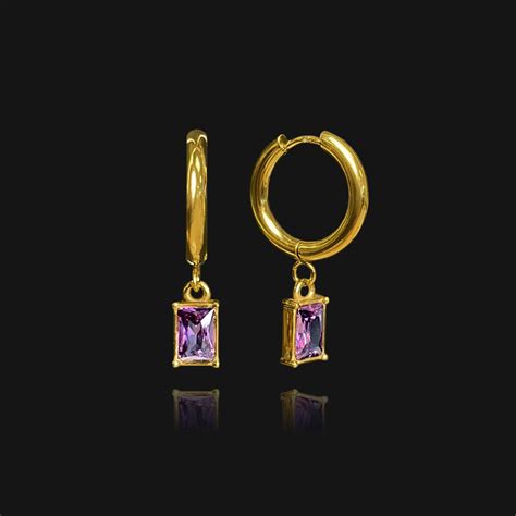 Saffia Amethyst Crystal Hoop Earrings Nikita Jewellery