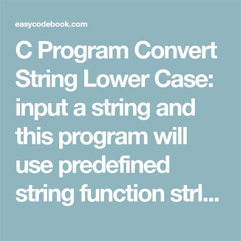 Convert String To Lowercase In C