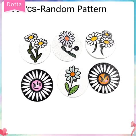 Dottam 100 ชิ ้ นรอบดอกทานตะวันปุ ่ มไม ้ เย ็ บสมุดภาพการ ์ ดศิลปะหัตถกรรม Diy ตกแต ่ ง