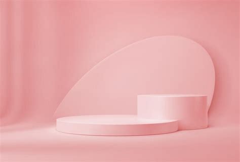 Розовый или коралловый подиум реалистичный 3d макет платформы Премиум векторы