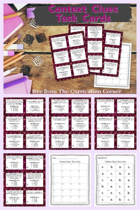Context Clues Task Cards Context Clues Task Cards Context Clues