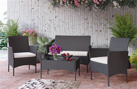 4 Seater Rattan Garden Furniture Set With 2 Single Chairs 1 Double So