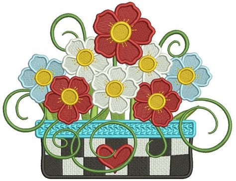 Gorgeous Flower Bouquet Filled Machine Embroidery Design Digitized Pat