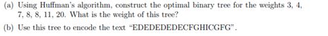 Solved A Using Huffmans Algorithm Construct The Optimal