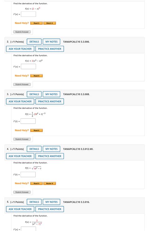 Solved Find The Derivative Of The Function 2 X}f X Need