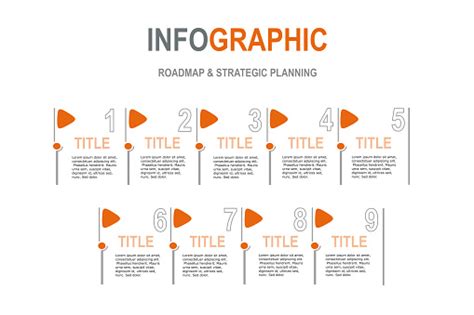 사업 계획 전략 로드맵에 대한 인포그래픽 템플릿 9단계 모던 타임라인 다이어그램 미니멀 스타일 프리젠테이션 벡터 인포그래픽 0명에 대한 스톡 벡터 아트 및 기타 이미지