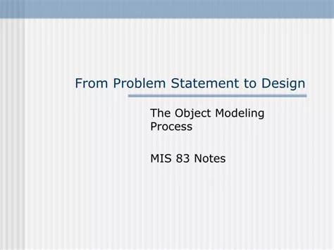 PPT From Problem Statement To Design PowerPoint Presentation Free Download ID 3797426