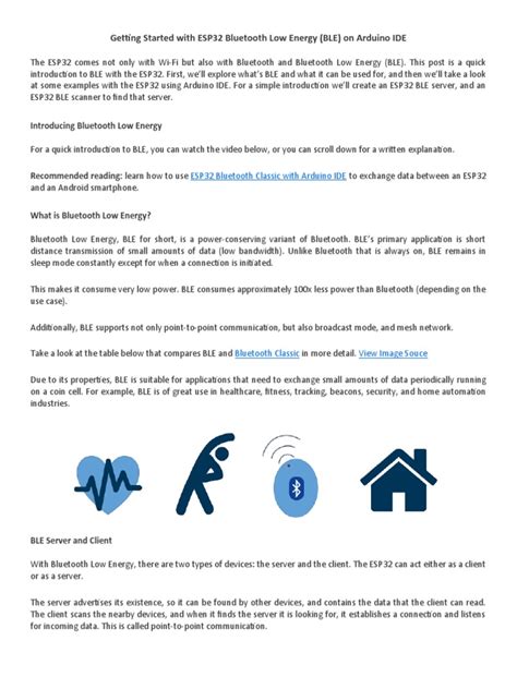 Getting Started With Esp32 Bluetooth Low Energy Ble On Arduino Ide Pdf System Software