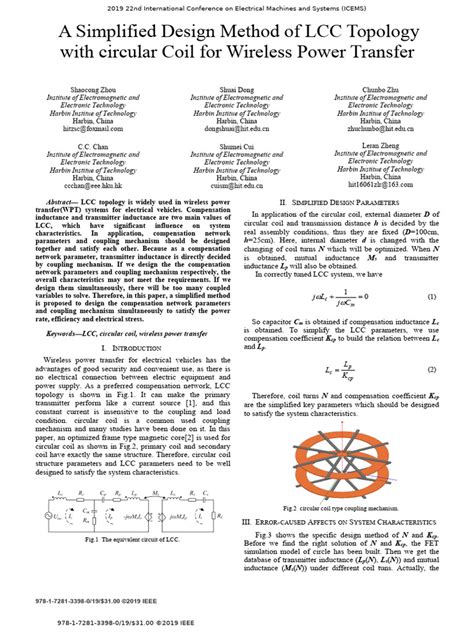 A Simplified Design Method Of Lcc Topology With Circular Coil For Pdf