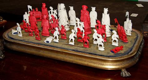 Bonhams A Chinese Export Ivory Figural Chess Set Cantonese Earlymid